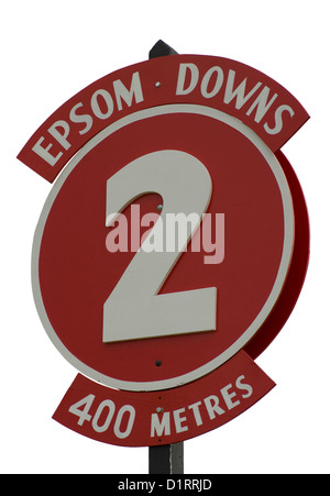 Two furlong marker at Epsom Downs race course Surrey England UK Stock ...