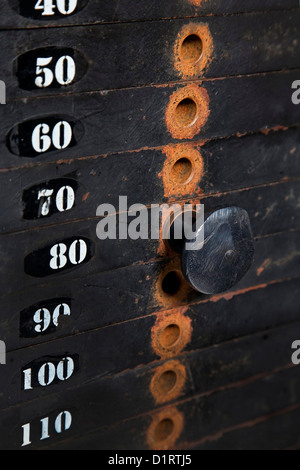 Old rusty weight stack in a gym Stock Photo - Alamy