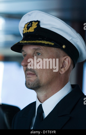 Warnemuende, Germany, Captain Klaus Bergmann looks through the ...