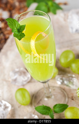 green mint liqueur, refreshing drink with fresh mint, energizing ...