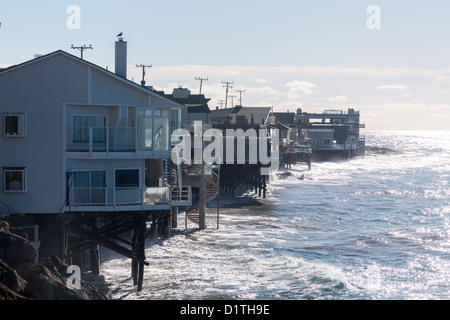 Houses overhang the Beach in Malibu, California Stock Photo - Alamy
