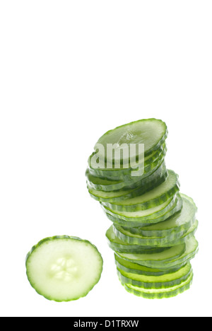 Bright cucumber circles green isolated on white Stock Photo - Alamy
