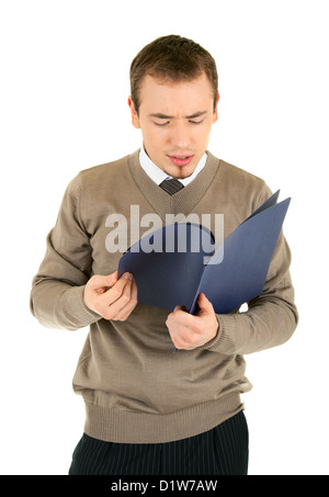 puzzled man manager isolated on white background. puzzled man manager ...