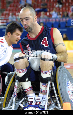 Wheelchair rugby ('Murderball') Britain v USA, Athens Paralympic Games ...