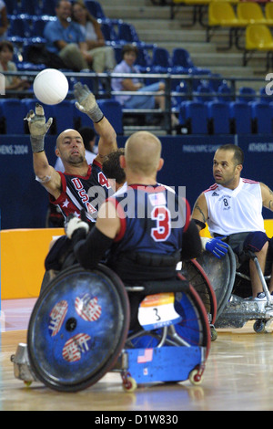 Wheelchair rugby ('Murderball') Britain v USA, Athens Paralympic Games ...