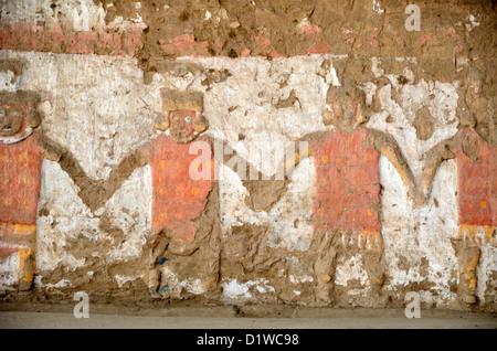 Intricate murals from Huaca de la Luna y Sol from the ancient Moche ...