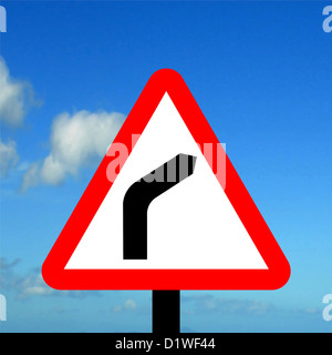 Warning sign with right bend symbol Stock Photo - Alamy