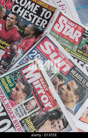 The front pages and mastheads of UK 'Red Top' tabloid tabloids Sun Star ...