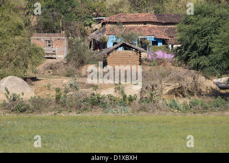 Village view from field, Gond tribe, Gadchiroli, Maharashtra, India ...