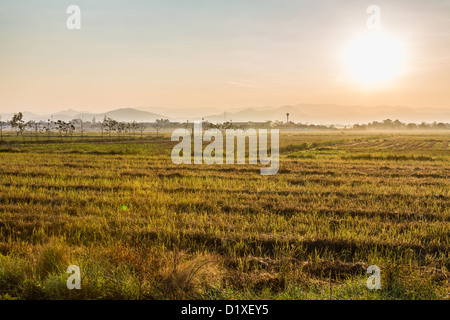 Mountains in the fog. Sunset time Stock Photo - Alamy