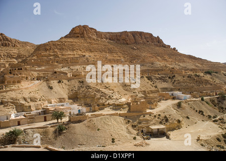 The Berber village of Chenini nearTatouine in the Sahara desert in ...