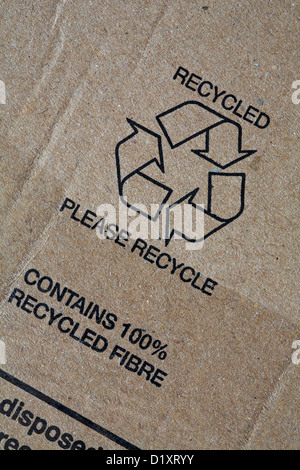 Recycling Logos On A Cardboard Box Stock Photo - Alamy