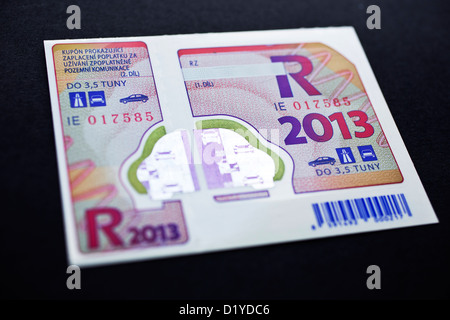 Czech Highway Vignette 2013 in Prague Czech Republic on January 2 2013 ...