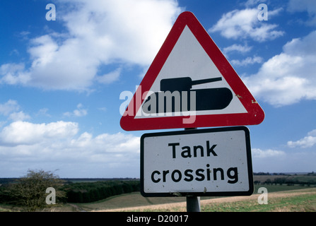 Tank crossing road,sign,Salisbury Plain,Wiltshire,England,U.K.,Europe ...