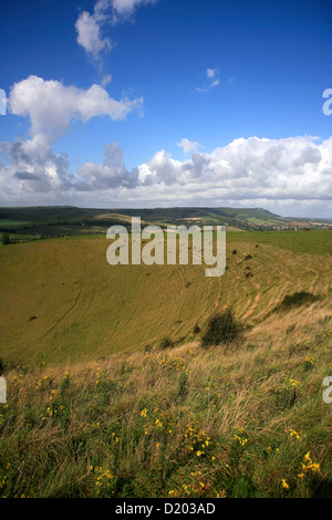 Summer Landscape view over Beeding Hill, Upper Beeding village, South ...