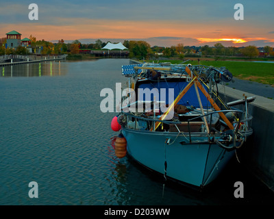The Inner Harbor in Syracuse, New York, near Destiny USA, on a cold ...