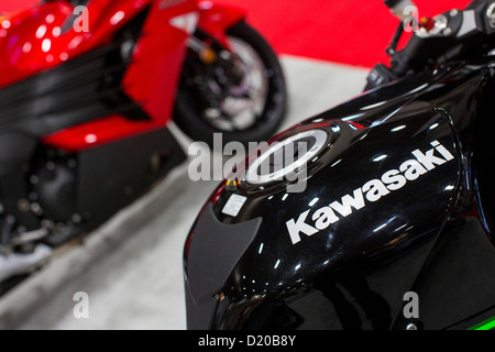 Kawasaki motorcycles on display at the Washington Motorcycle Show Stock ...
