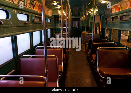 Vintage commuter train interior Stock Photo - Alamy