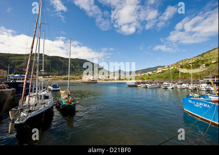 Northeastern part of the island of Madeira, Machico town and harbor ...
