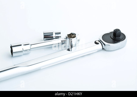 Torque wrench with dynamometric key on white background Stock Photo - Alamy