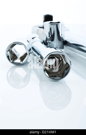 Torque wrench with dynamometric key on white background Stock Photo - Alamy