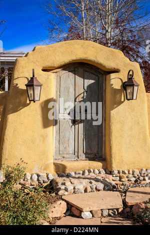 Distinctive New Mexico Adobe architecture seen in Santa Fe Stock Photo ...