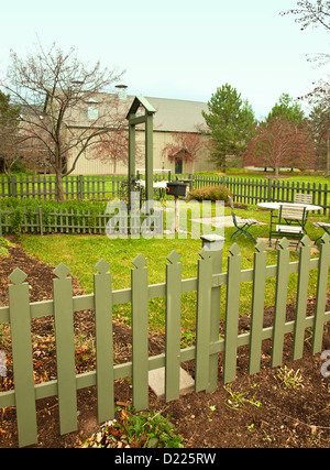 countryside yard with trees and green foliage in summer sunny day Stock ...