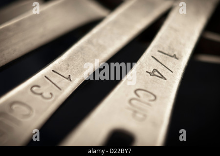 selective focus, kitchen utensils, black round plate with a black fork ...