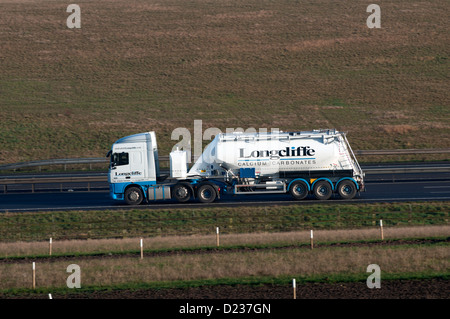 Longcliffe calcium carbonates tanker transport driving on the M61 ...
