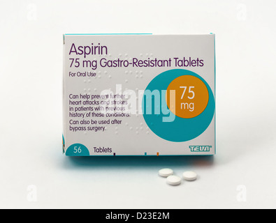 a packet of 75mg aspirin tablets Stock Photo - Alamy