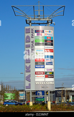 Lakeside retail park and very large signs above store entrances Stock ...
