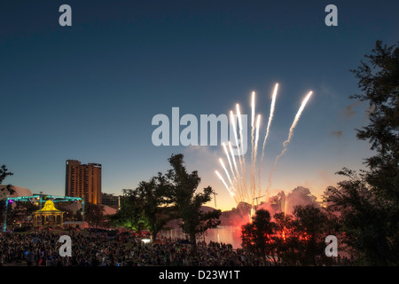 Revellers watch as fireworks light up Toronto's inner harbour to ring ...