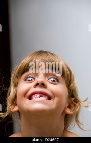 Portrait of smiling toothless girl with blond hair Stock Photo - Alamy