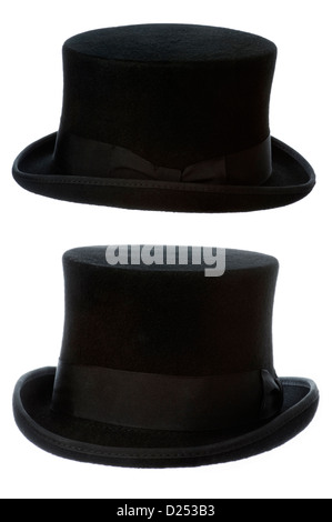 Top hat. Side view of a traditional felt top hat isolated on white ...