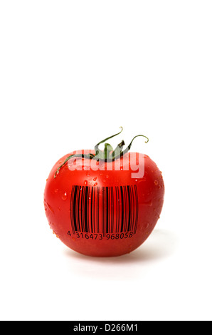 red tomato with qr code Stock Photo - Alamy