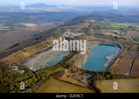 Wenlock Edge quarries in Shropshire England Uk. aerial view Stock Photo ...