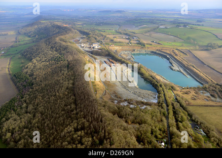 Wenlock Edge quarries in Shropshire England Uk. aerial view Stock Photo ...
