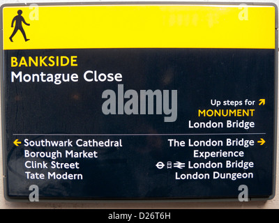 Pedestrian Directions Sign Board Southwark Bridge Road Bankside London ...