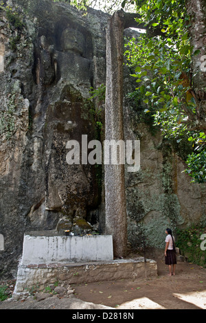 Buddha statue carved into the rock. Dowa temple. Near Ella. Sri Lanka ...
