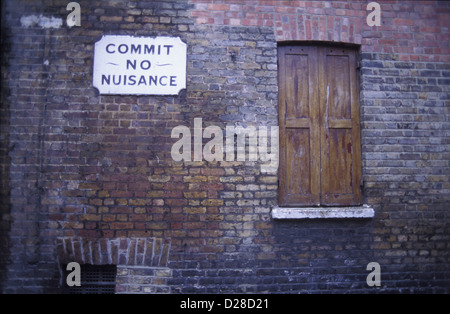 Commit no Nuisance Victorian sign, Doyce Street, Southwark, London ...