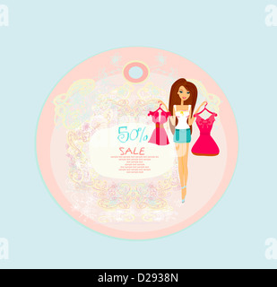 Price Tags With Fashion Girl vector set Stock Photo - Alamy