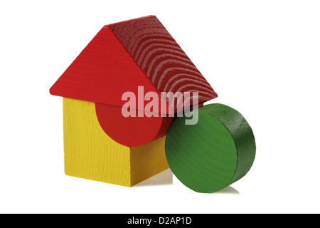 Wooden building blocks isolated on white background Stock Photo - Alamy