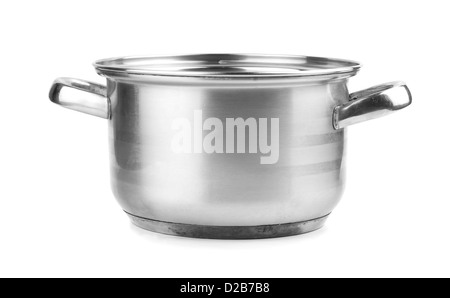 Stainless steel pot without cover. Isolated on white background Stock ...