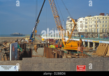 road excavation works at construction site for laying of fibre optic ...