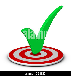Check mark symbol at the center of a target Stock Photo - Alamy