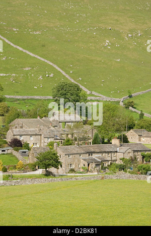 Litton Village and dry stone wall, Derbyshire, England, United Kingdom ...