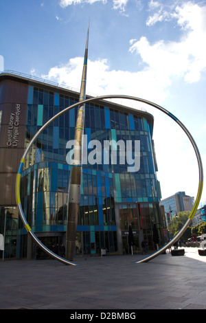 The Hayes, Cardiff, Wales. 'Alliance', a sculpture by French artist ...