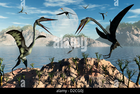 Prehistoric pterosaur - Quetzalcoatlus. Flying reptiles from jurassic ...