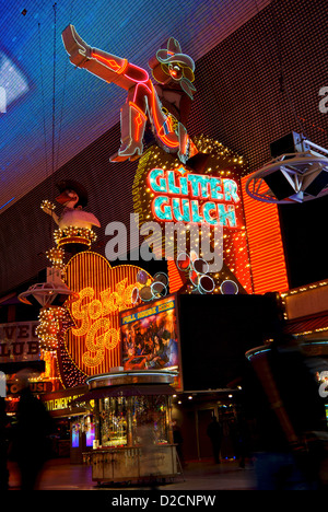 Gaudy glaring neon lights Glitter Gulch Golden Goose Casino Fremont ...