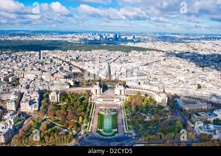 Paris, aerial view of the city, with the Trocadero in background Stock ...